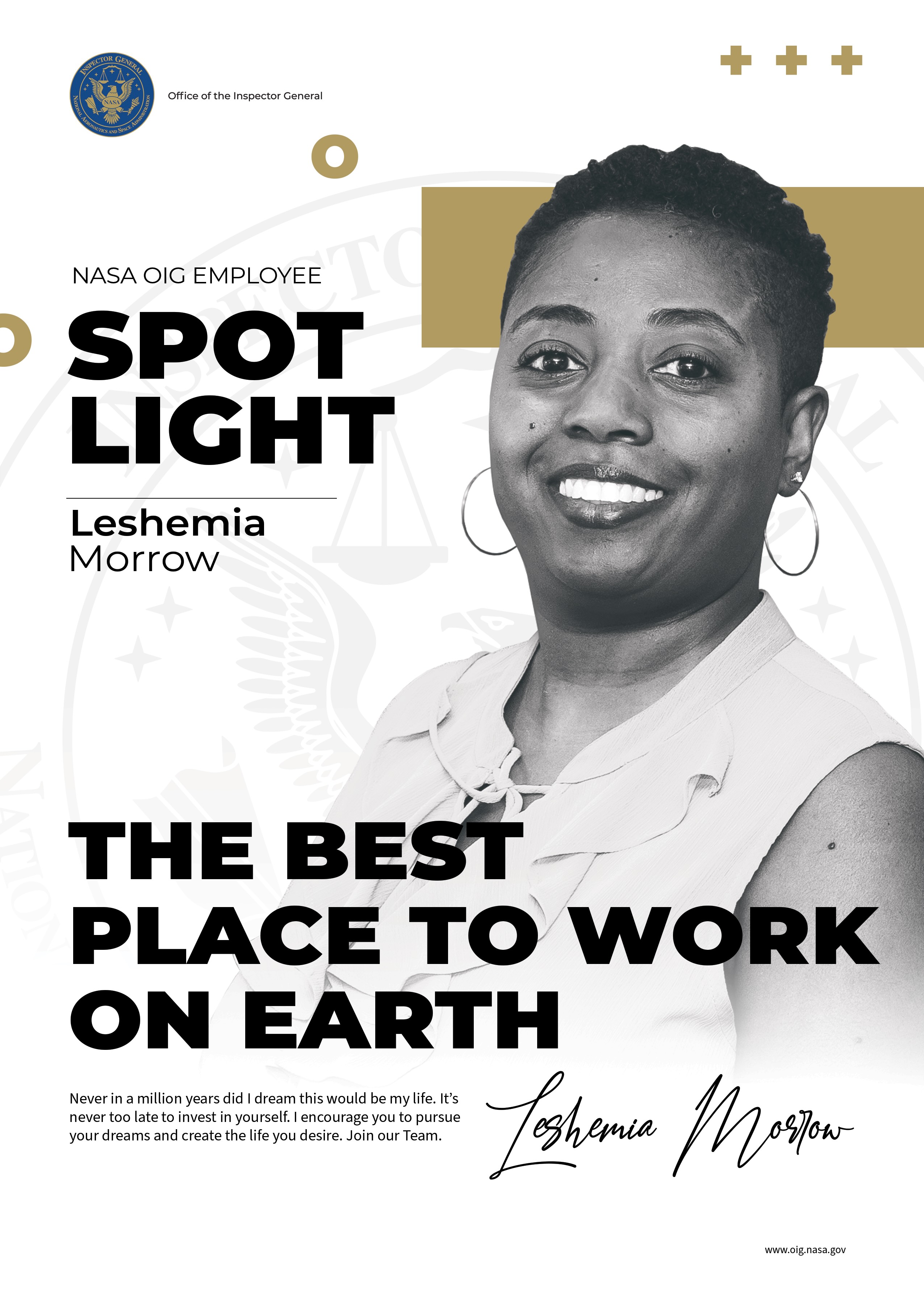 Staff Spotlight: Leshemia Morrow - NASA OIG